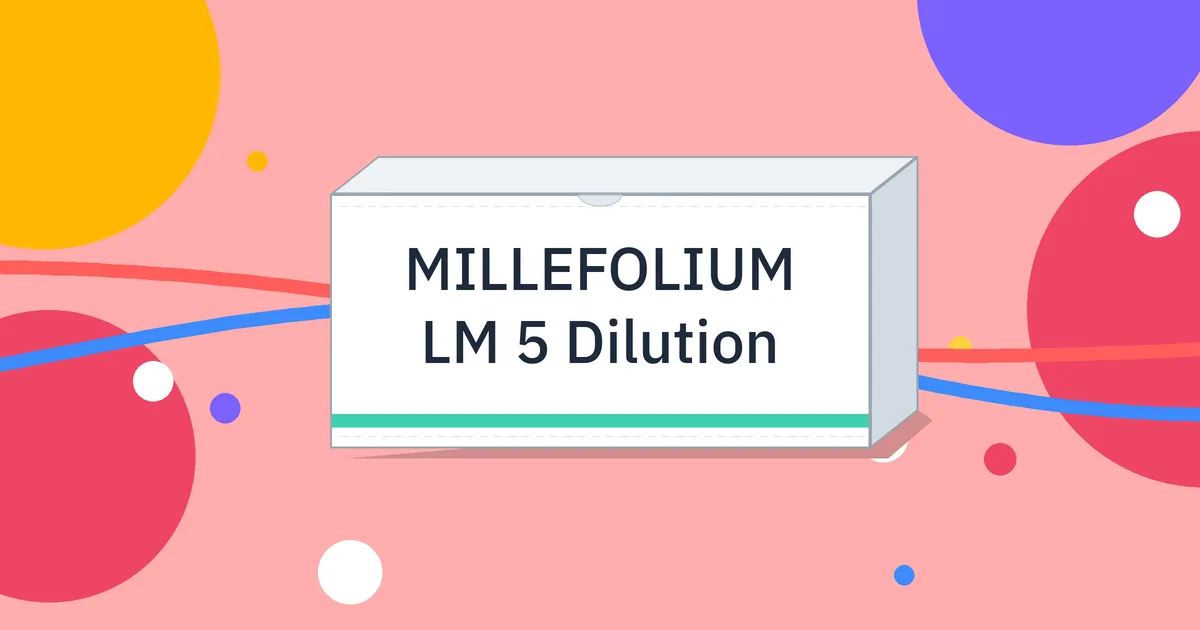 Symbolbild: Packung mit der Aufschrift MILLEFOLIUM LM 5 Dilution (PZN 13607873) – Verfügbarkeit und Bezug in Apotheken in Frankfurt am Main