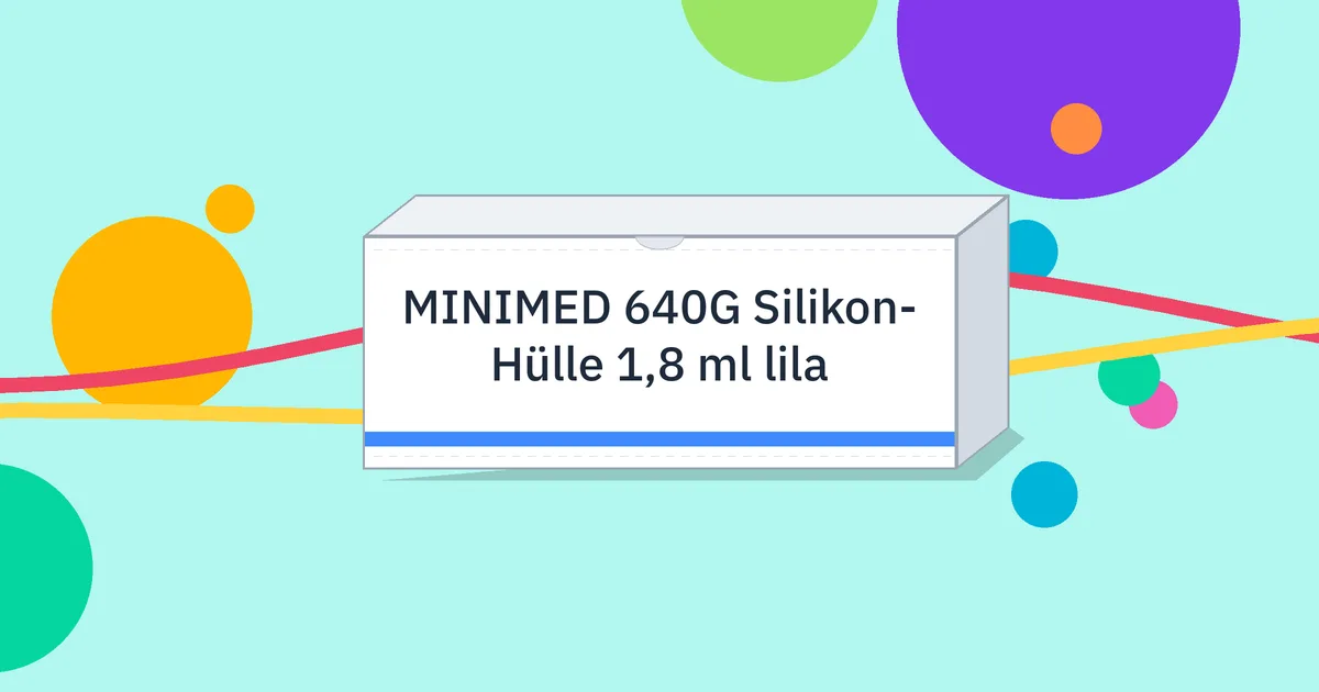Symbolbild: Packung mit der Aufschrift MINIMED 640G Silikon-Hülle 1,8 ml lila (PZN 10987177) – Verfügbarkeit und Bezug in Apotheken in Frankfurt am Main