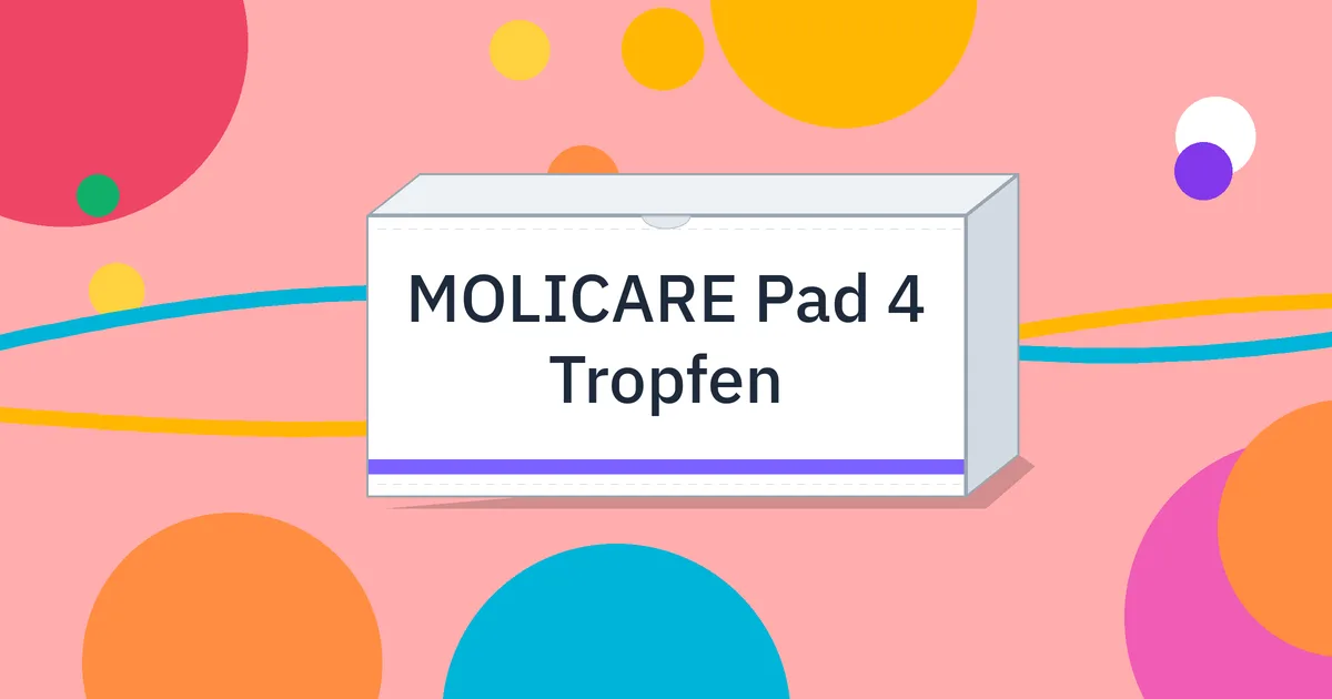 Symbolbild: Packung mit der Aufschrift MOLICARE Pad 4 Tropfen (PZN 13982482) – Verfügbarkeit und Bezug in Apotheken in Frankfurt am Main