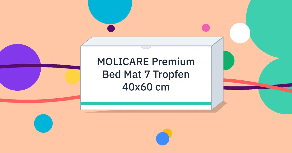 Symbolbild: Packung mit der Aufschrift MOLICARE Premium Bed Mat 7 Tropfen 40x60 cm (PZN 16136776) – Verfügbarkeit und Bezug in Apotheken in Frankfurt am Main