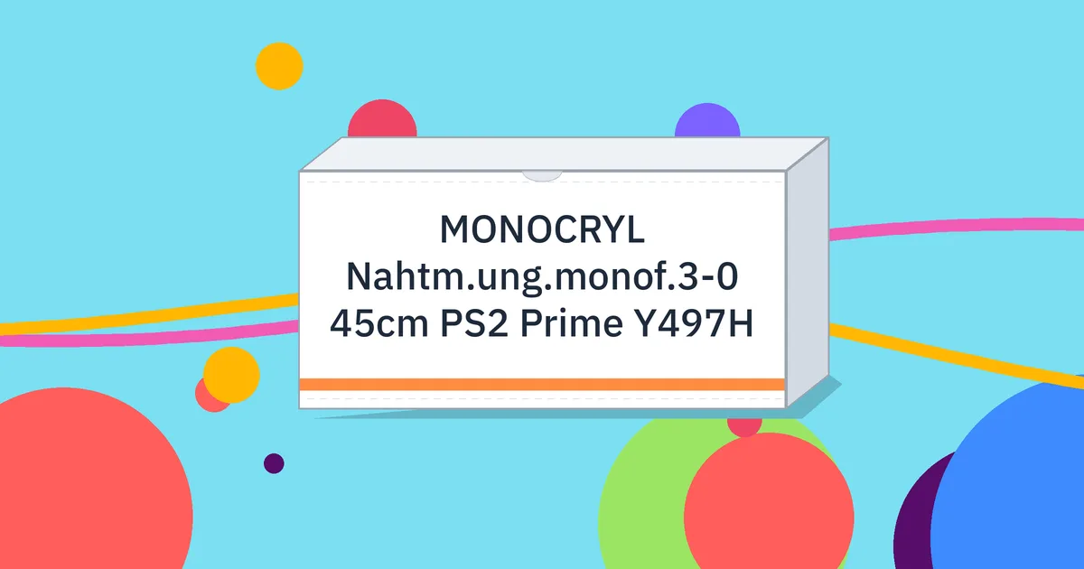Symbolbild: Packung mit der Aufschrift MONOCRYL Nahtm.ung.monof.3-0 45cm PS2 Prime Y497H (PZN 19760570) – Verfügbarkeit und Bezug in Apotheken in Frankfurt am Main