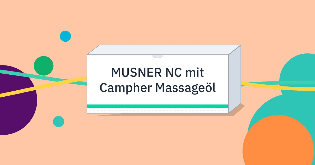 Symbolbild: Packung mit der Aufschrift MUSNER NC mit Campher Massageöl (PZN 11128186) – Verfügbarkeit und Bezug in Apotheken in Frankfurt am Main