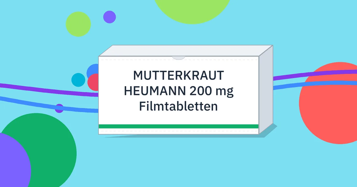 Symbolbild: Packung mit der Aufschrift MUTTERKRAUT HEUMANN 200 mg Filmtabletten (PZN 19283242) – Verfügbarkeit und Bezug in Apotheken in Frankfurt am Main