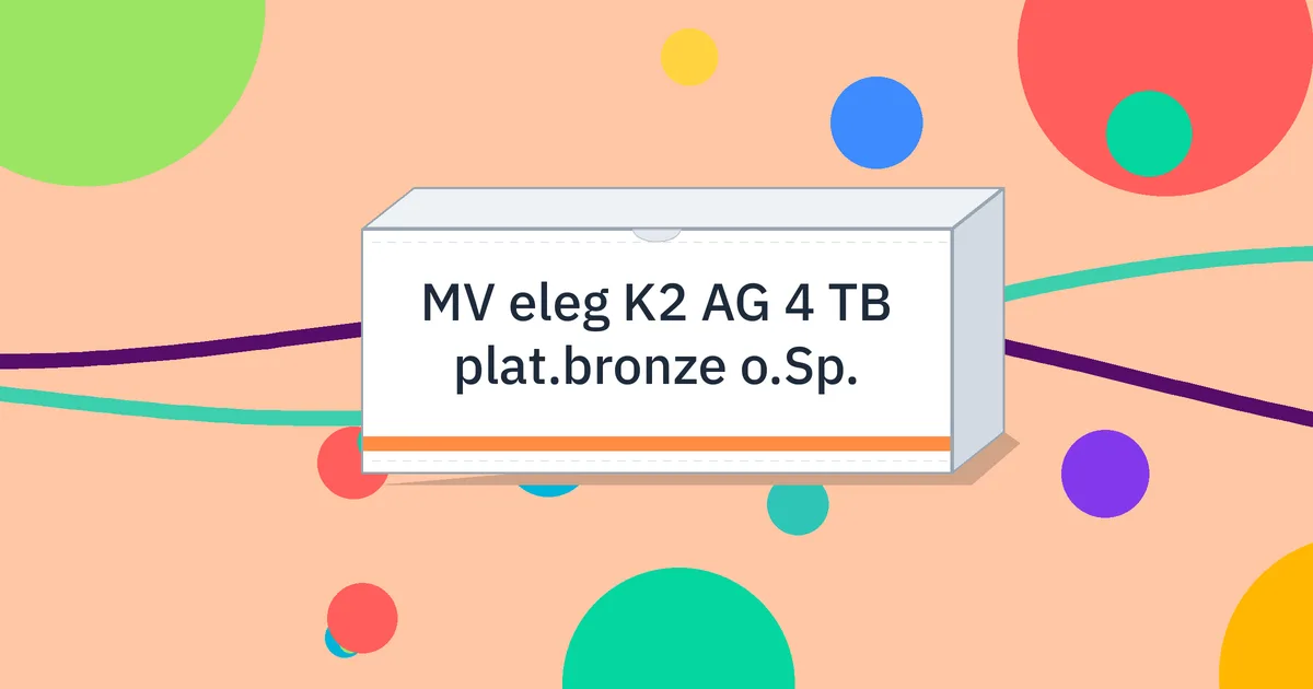 Symbolbild: Packung mit der Aufschrift MV eleg K2 AG 4 TB plat.bronze o.Sp. (PZN 14718008) – Verfügbarkeit und Bezug in Apotheken in Frankfurt am Main