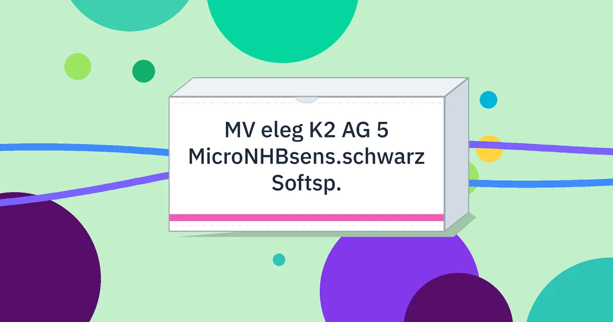 Symbolbild: Packung mit der Aufschrift MV eleg K2 AG 5 MicroNHBsens.schwarz Softsp. (PZN 16068661) – Verfügbarkeit und Bezug in Apotheken in Frankfurt am Main