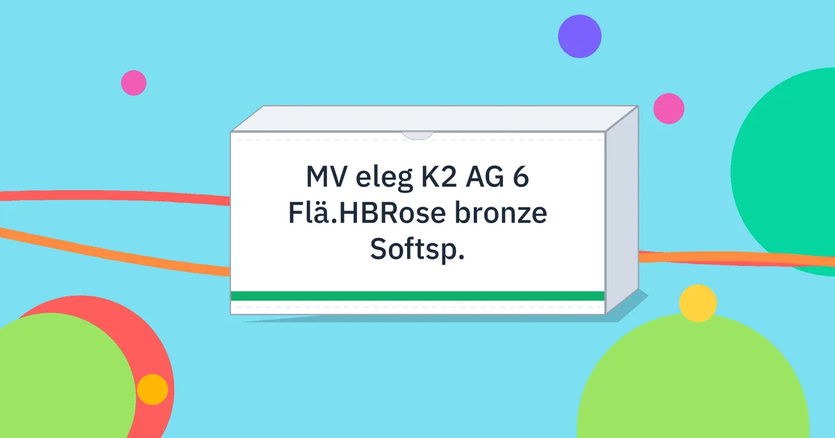 Symbolbild: Packung mit der Aufschrift MV eleg K2 AG 6 Flä.HBRose bronze Softsp. (PZN 15718507) – Verfügbarkeit und Bezug in Apotheken in Frankfurt am Main