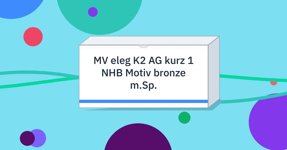 Symbolbild: Packung mit der Aufschrift MV eleg K2 AG kurz 1 NHB Motiv bronze m.Sp. (PZN 15708207) – Verfügbarkeit und Bezug in Apotheken in Frankfurt am Main