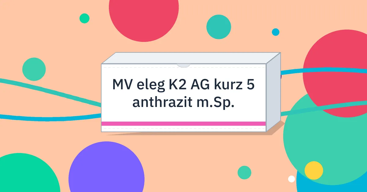 Symbolbild: Packung mit der Aufschrift MV eleg K2 AG kurz 5 anthrazit m.Sp. (PZN 00644163) – Verfügbarkeit und Bezug in Apotheken in Frankfurt am Main