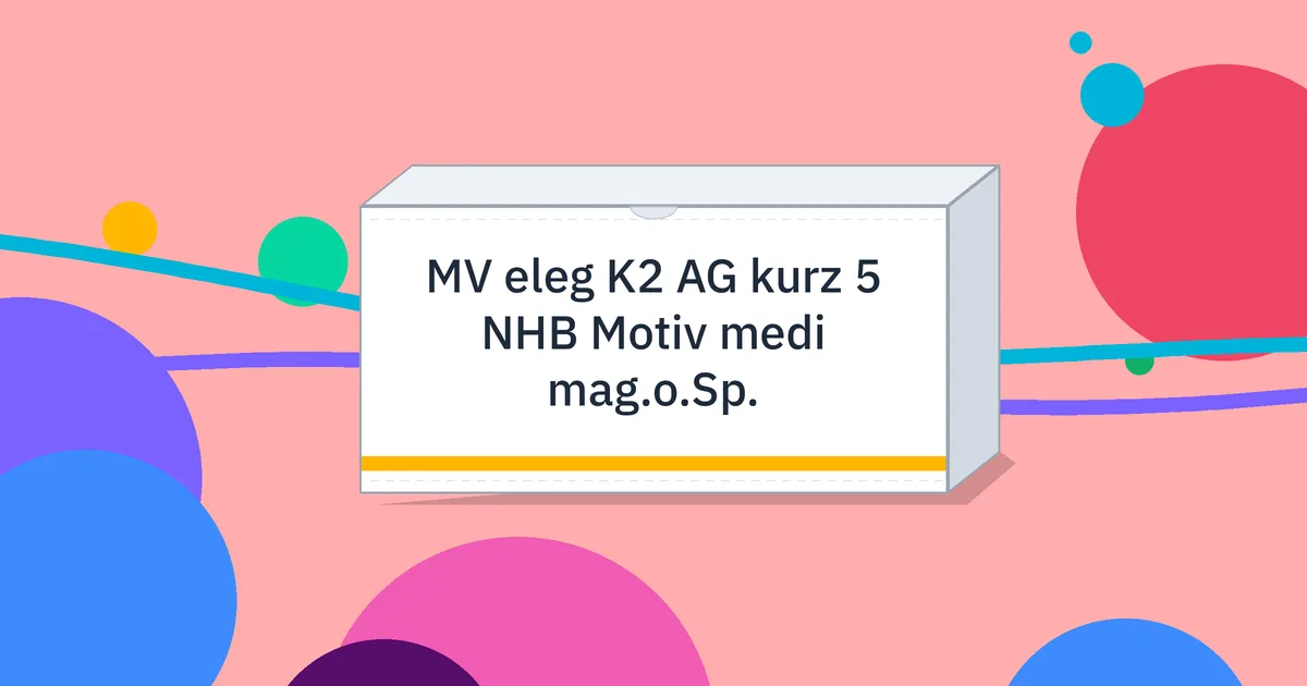 Symbolbild: Packung mit der Aufschrift MV eleg K2 AG kurz 5 NHB Motiv medi mag.o.Sp. (PZN 15708012) – Verfügbarkeit und Bezug in Apotheken in Frankfurt am Main