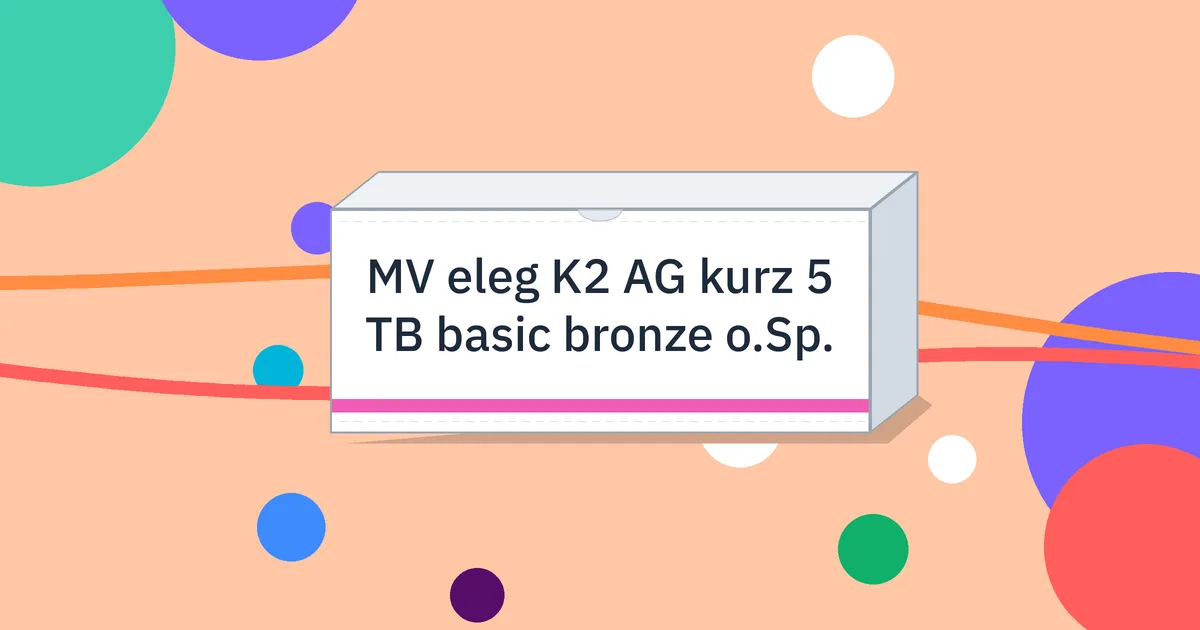 Symbolbild: Packung mit der Aufschrift MV eleg K2 AG kurz 5 TB basic bronze o.Sp. (PZN 14717747) – Verfügbarkeit und Bezug in Apotheken in Frankfurt am Main