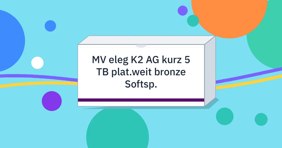 Symbolbild: Packung mit der Aufschrift MV eleg K2 AG kurz 5 TB plat.weit bronze Softsp. (PZN 14716162) – Verfügbarkeit und Bezug in Apotheken in Frankfurt am Main