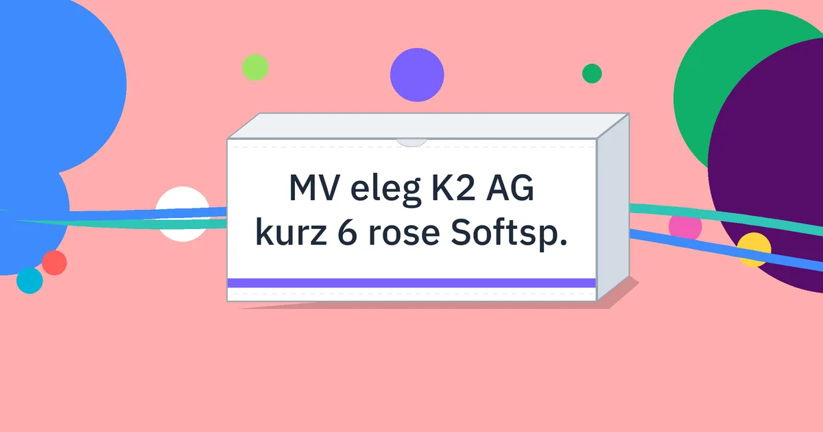 Symbolbild: Packung mit der Aufschrift MV eleg K2 AG kurz 6 rose Softsp. (PZN 14698091) – Verfügbarkeit und Bezug in Apotheken in Frankfurt am Main