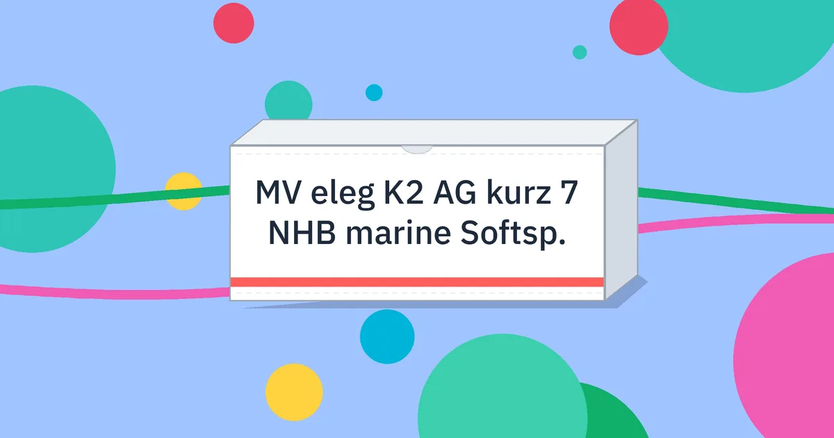 Symbolbild: Packung mit der Aufschrift MV eleg K2 AG kurz 7 NHB marine Softsp. (PZN 15717241) – Verfügbarkeit und Bezug in Apotheken in Frankfurt am Main