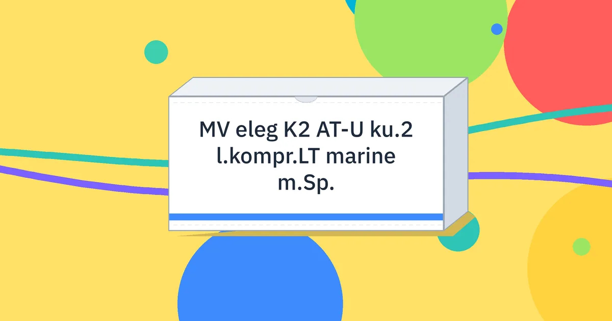 Symbolbild: Packung mit der Aufschrift MV eleg K2 AT-U ku.2 l.kompr.LT marine m.Sp. (PZN 14597177) – Verfügbarkeit und Bezug in Apotheken in Frankfurt am Main