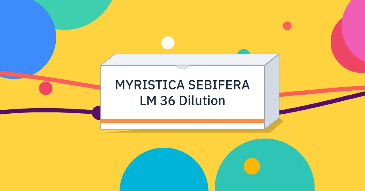 Symbolbild: Packung mit der Aufschrift MYRISTICA SEBIFERA LM 36 Dilution (PZN 13612816) – Verfügbarkeit und Bezug in Apotheken in Frankfurt am Main