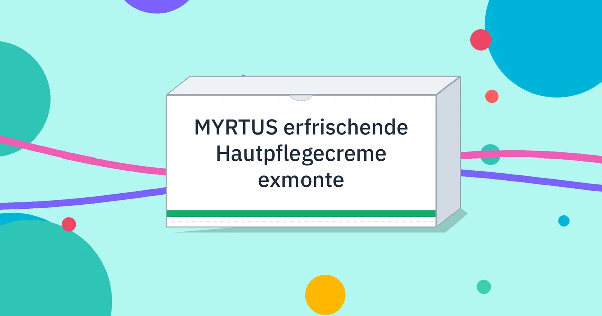Symbolbild: Packung mit der Aufschrift MYRTUS erfrischende Hautpflegecreme exmonte (PZN 20927153) – Verfügbarkeit und Bezug in Apotheken in Frankfurt am Main
