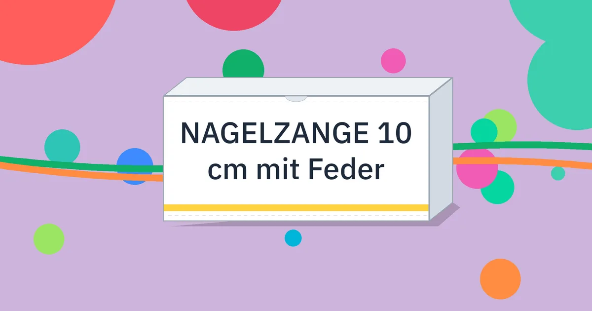 Symbolbild: Packung mit der Aufschrift NAGELZANGE 10 cm mit Feder (PZN 00069701) – Verfügbarkeit und Bezug in Apotheken in Frankfurt am Main