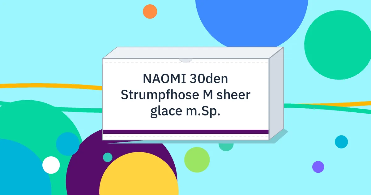 Symbolbild: Packung mit der Aufschrift NAOMI 30den Strumpfhose M sheer glace m.Sp. (PZN 16179107) – Verfügbarkeit und Bezug in Apotheken in Frankfurt am Main