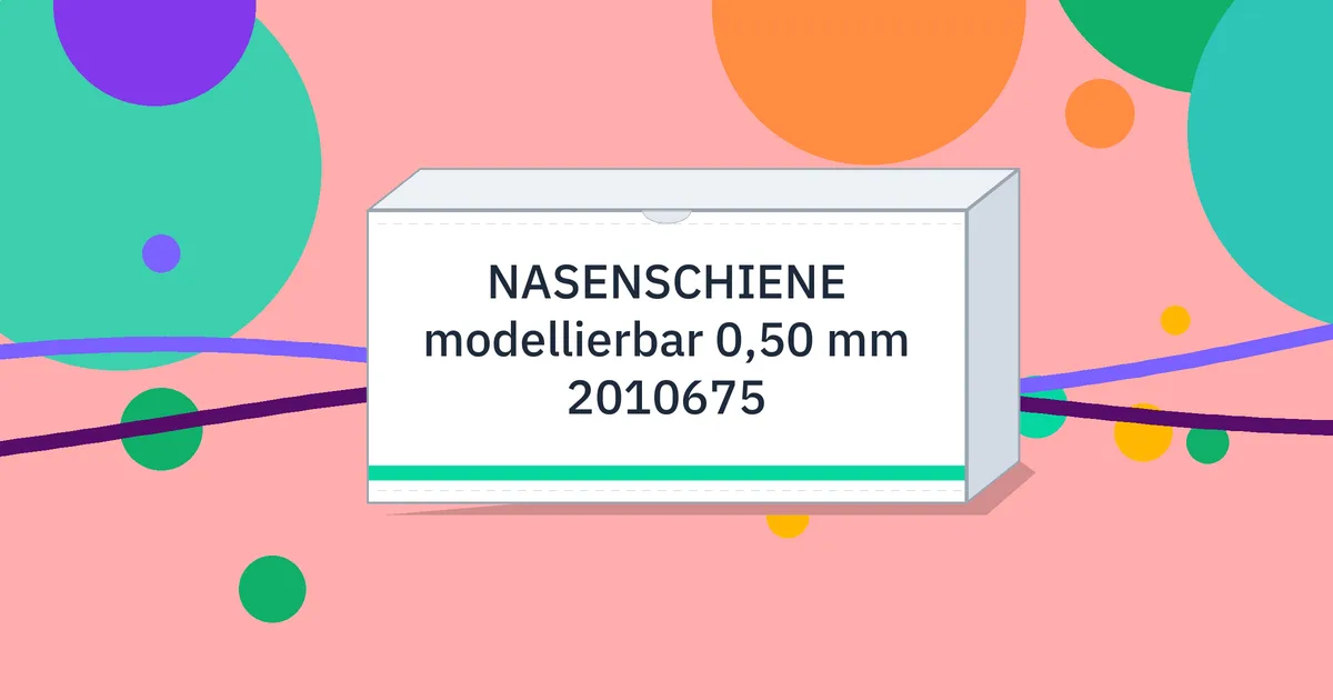 Symbolbild: Packung mit der Aufschrift NASENSCHIENE modellierbar 0,50 mm 2010675 (PZN 00185459) – Verfügbarkeit und Bezug in Apotheken in Frankfurt am Main
