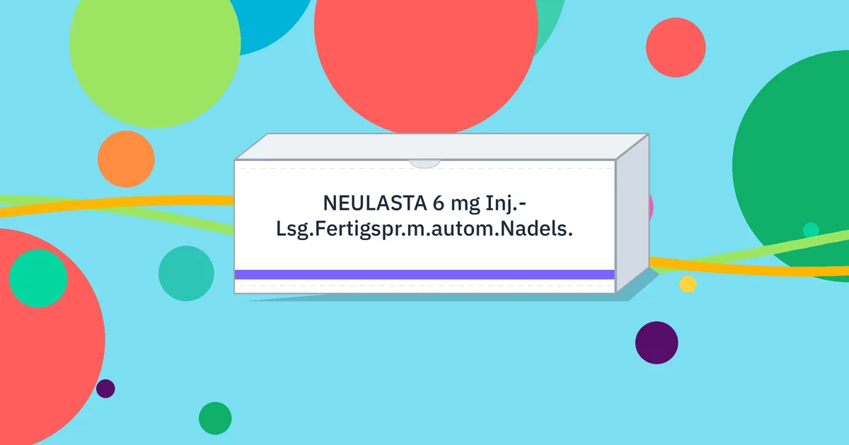 Symbolbild: Packung mit der Aufschrift NEULASTA 6 mg Inj.-Lsg.Fertigspr.m.autom.Nadels. (PZN 13574286) – Verfügbarkeit und Bezug in Apotheken in Frankfurt am Main