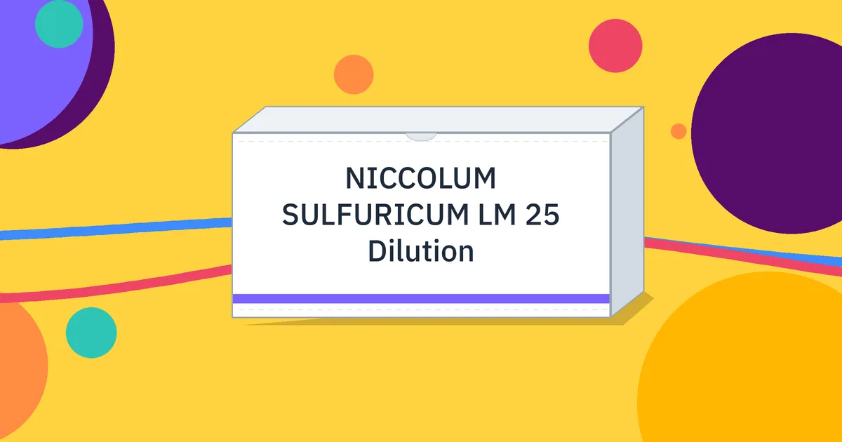 Symbolbild: Packung mit der Aufschrift NICCOLUM SULFURICUM LM 25 Dilution (PZN 12968793) – Verfügbarkeit und Bezug in Apotheken in Frankfurt am Main