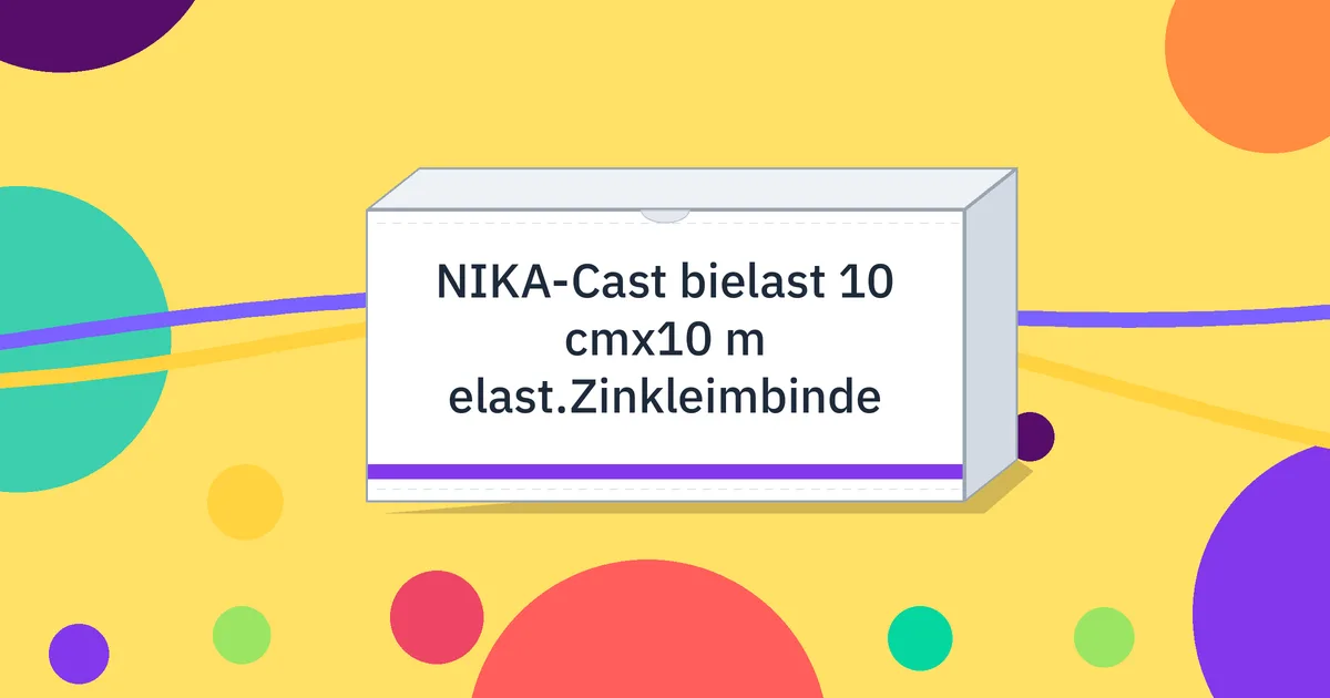 Symbolbild: Packung mit der Aufschrift NIKA-Cast bielast 10 cmx10 m elast.Zinkleimbinde (PZN 19078513) – Verfügbarkeit und Bezug in Apotheken in Frankfurt am Main