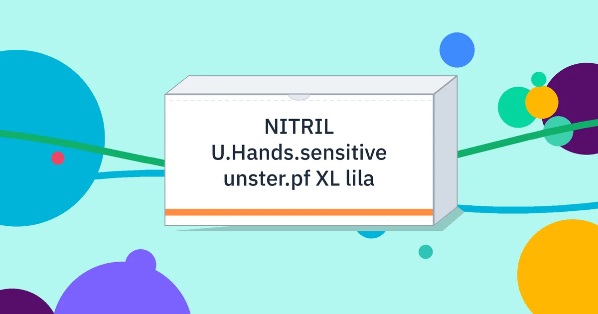 Symbolbild: Packung mit der Aufschrift NITRIL U.Hands.sensitive unster.pf XL lila (PZN 11306989) – Verfügbarkeit und Bezug in Apotheken in Frankfurt am Main