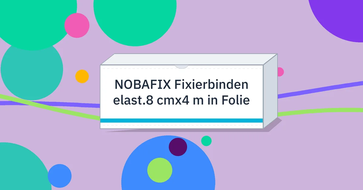 Symbolbild: Packung mit der Aufschrift NOBAFIX Fixierbinden elast.8 cmx4 m in Folie (PZN 16028199) – Verfügbarkeit und Bezug in Apotheken in Frankfurt am Main