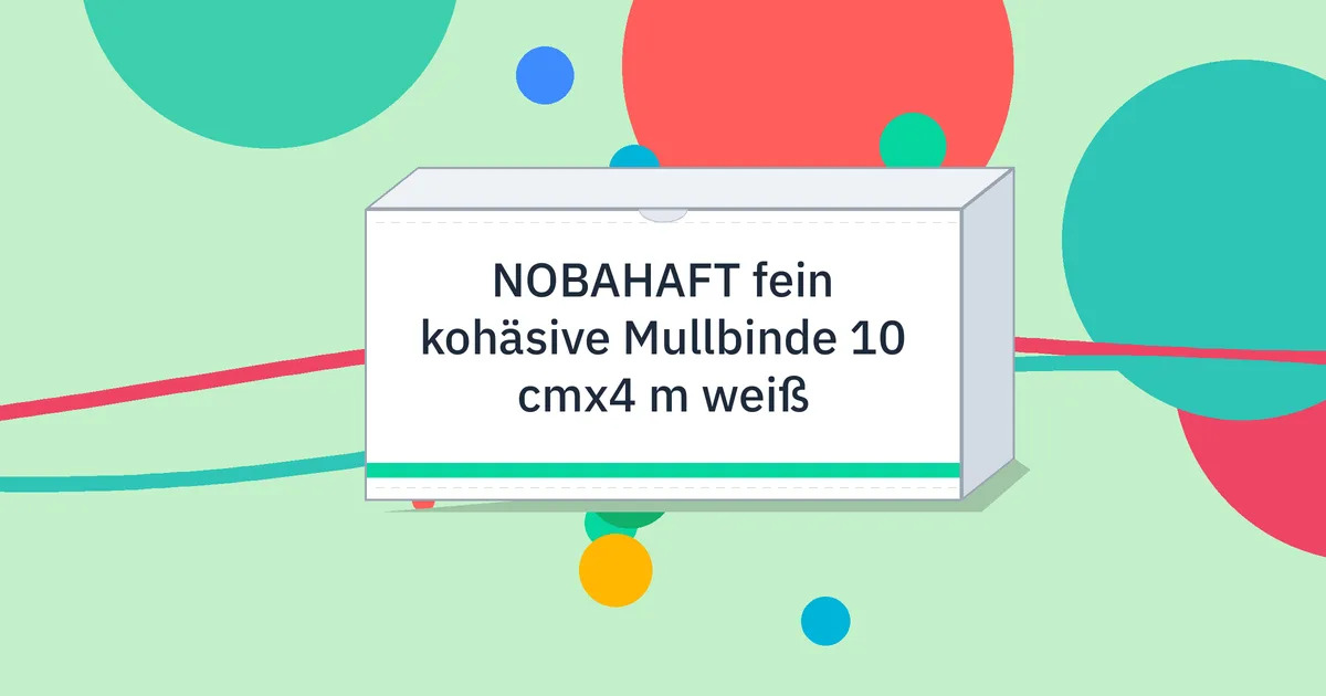 Symbolbild: Packung mit der Aufschrift NOBAHAFT fein kohäsive Mullbinde 10 cmx4 m weiß (PZN 01329073) – Verfügbarkeit und Bezug in Apotheken in Frankfurt am Main