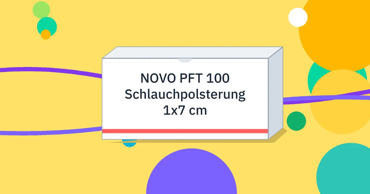 Symbolbild: Packung mit der Aufschrift NOVO PFT 100 Schlauchpolsterung 1x7 cm (PZN 18829302) – Verfügbarkeit und Bezug in Apotheken in Frankfurt am Main