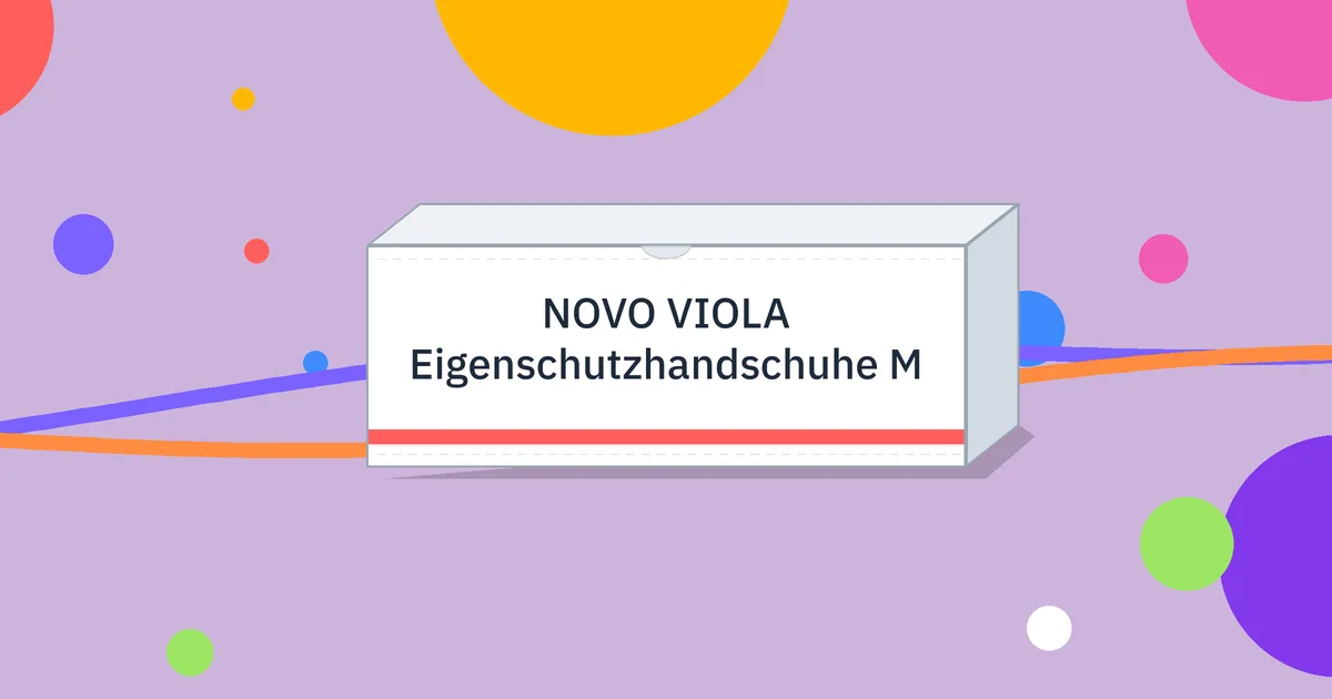 Symbolbild: Packung mit der Aufschrift NOVO VIOLA Eigenschutzhandschuhe M (PZN 19536281) – Verfügbarkeit und Bezug in Apotheken in Frankfurt am Main