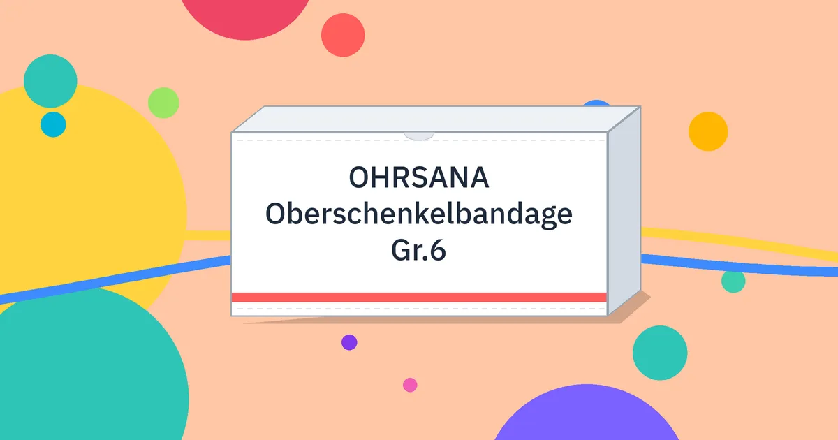 Symbolbild: Packung mit der Aufschrift OHRSANA Oberschenkelbandage Gr.6 (PZN 02669658) – Verfügbarkeit und Bezug in Apotheken in Frankfurt am Main