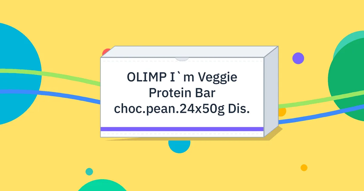 Symbolbild: Packung mit der Aufschrift OLIMP I`m Veggie Protein Bar choc.pean.24x50g Dis. (PZN 19139522) – Verfügbarkeit und Bezug in Apotheken in Frankfurt am Main