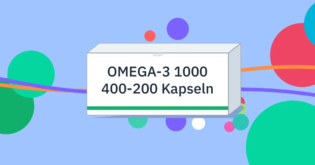 Symbolbild: Packung mit der Aufschrift OMEGA-3 1000 400-200 Kapseln (PZN 10297395) – Verfügbarkeit und Bezug in Apotheken in Frankfurt am Main
