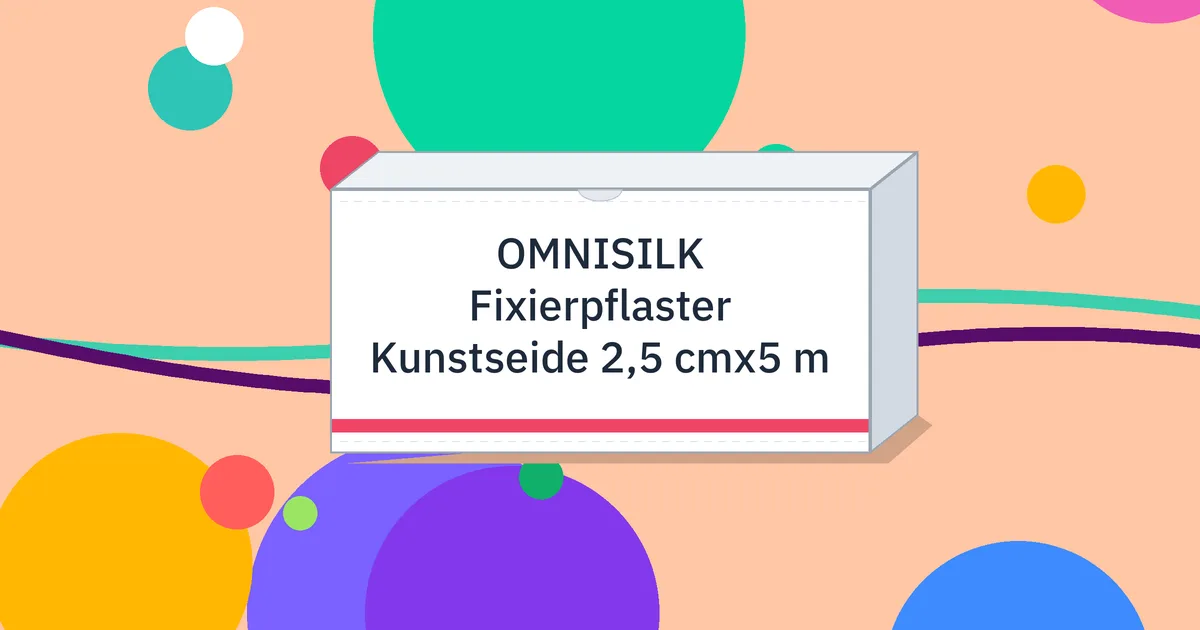 Symbolbild: Packung mit der Aufschrift OMNISILK Fixierpflaster Kunstseide 2,5 cmx5 m (PZN 11163544) – Verfügbarkeit und Bezug in Apotheken in Frankfurt am Main