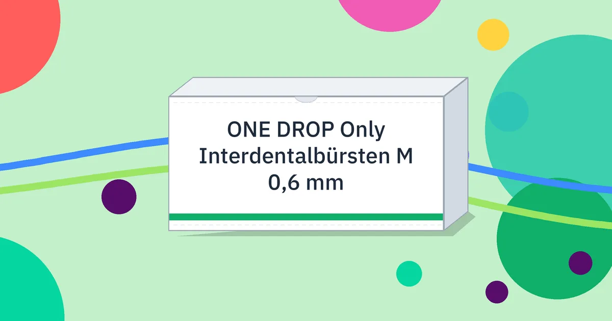 Symbolbild: Packung mit der Aufschrift ONE DROP Only Interdentalbürsten M 0,6 mm (PZN 14287838) – Verfügbarkeit und Bezug in Apotheken in Frankfurt am Main