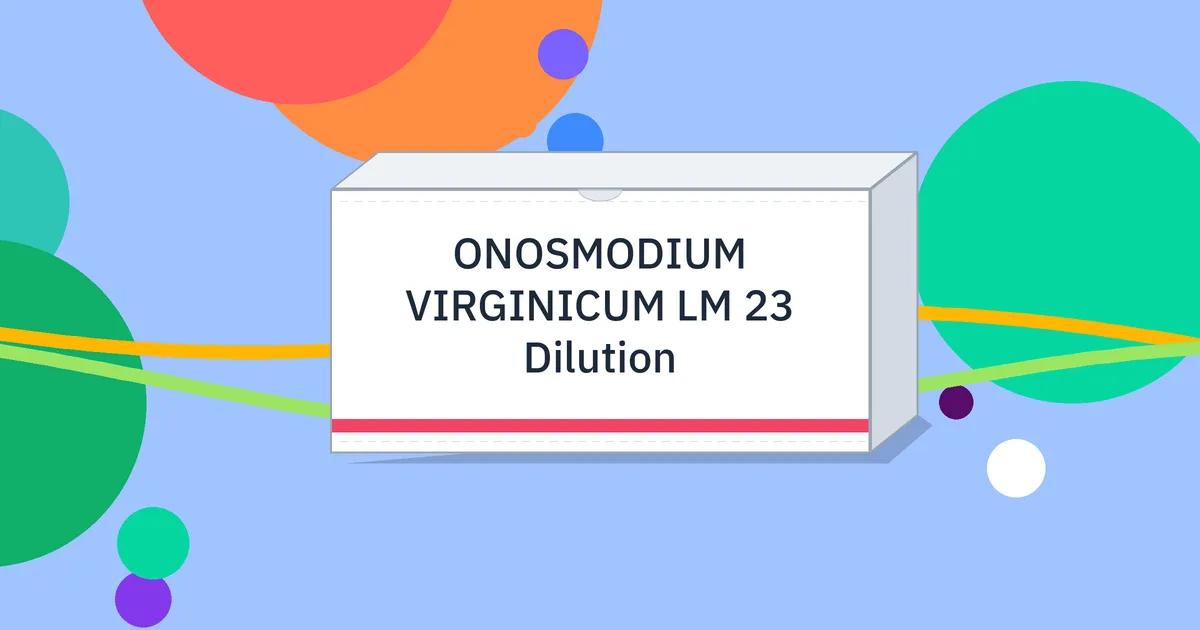 Symbolbild: Packung mit der Aufschrift ONOSMODIUM VIRGINICUM LM 23 Dilution (PZN 13626764) – Verfügbarkeit und Bezug in Apotheken in Frankfurt am Main