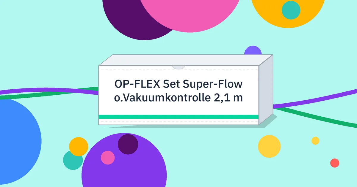 Symbolbild: Packung mit der Aufschrift OP-FLEX Set Super-Flow o.Vakuumkontrolle 2,1 m (PZN 13974028) – Verfügbarkeit und Bezug in Apotheken in Frankfurt am Main