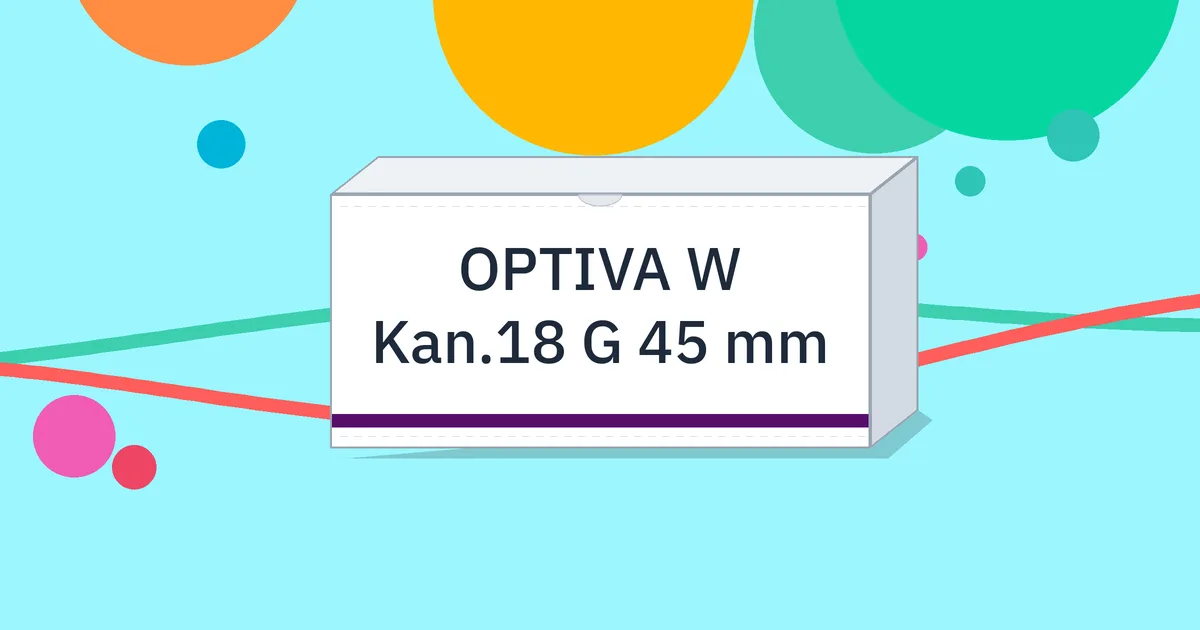 Symbolbild: Packung mit der Aufschrift OPTIVA W Kan.18 G 45 mm (PZN 09105887) – Verfügbarkeit und Bezug in Apotheken in Frankfurt am Main