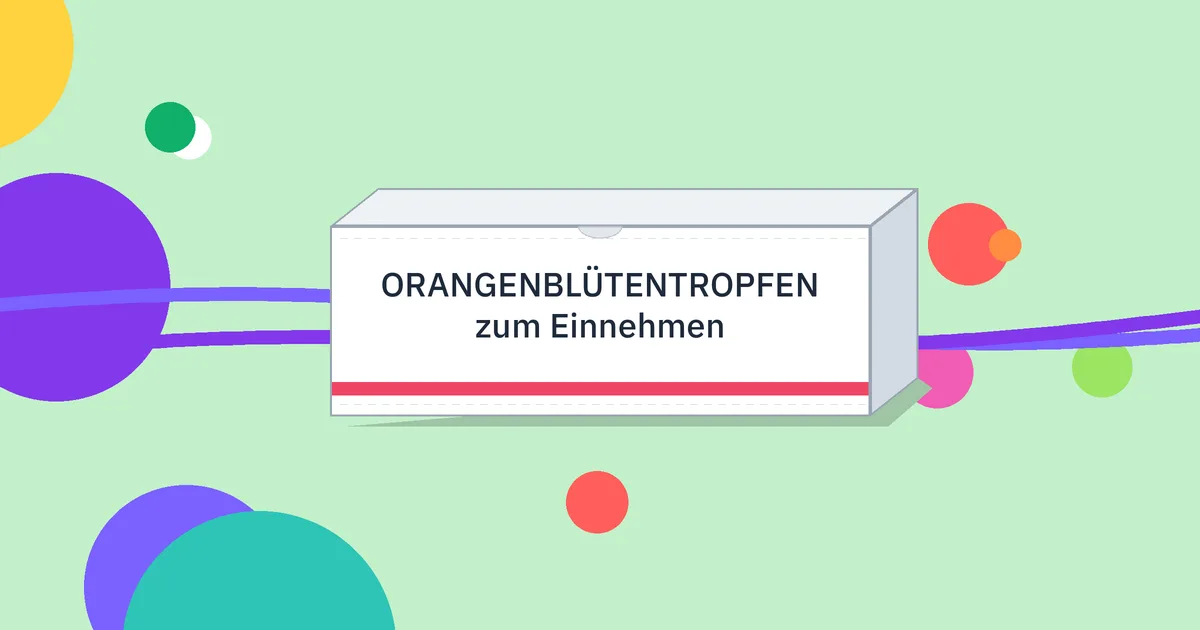 Symbolbild: Packung mit der Aufschrift ORANGENBLÜTENTROPFEN zum Einnehmen (PZN 11601903) – Verfügbarkeit und Bezug in Apotheken in Frankfurt am Main