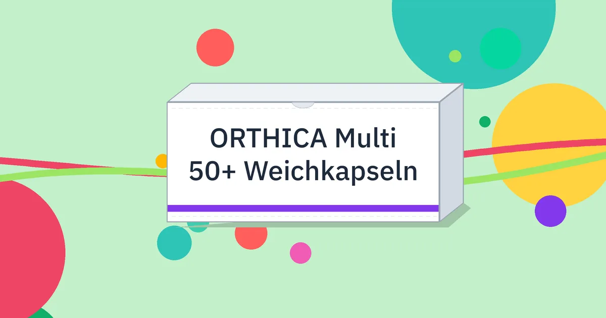 Symbolbild: Packung mit der Aufschrift ORTHICA Multi 50+ Weichkapseln (PZN 13860106) – Verfügbarkeit und Bezug in Apotheken in Frankfurt am Main
