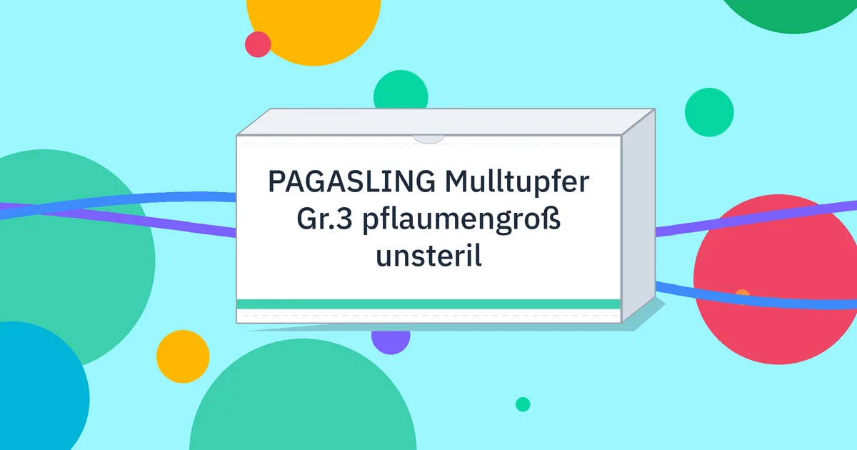 Symbolbild: Packung mit der Aufschrift PAGASLING Mulltupfer Gr.3 pflaumengroß unsteril (PZN 19905034) – Verfügbarkeit und Bezug in Apotheken in Frankfurt am Main