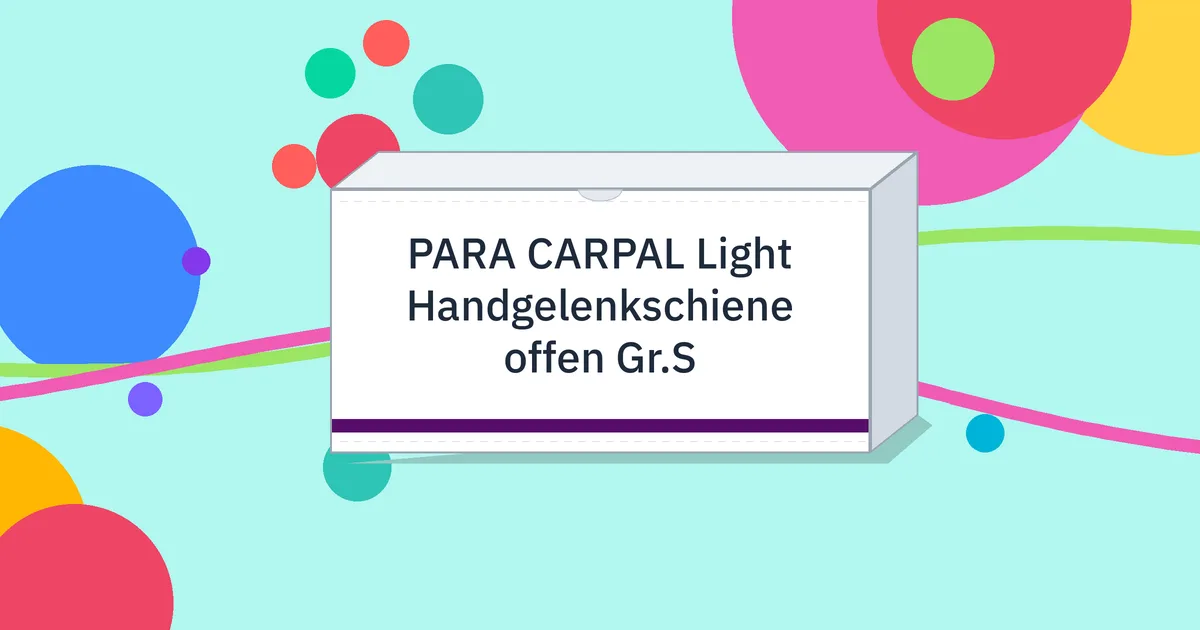 Symbolbild: Packung mit der Aufschrift PARA CARPAL Light Handgelenkschiene offen Gr.S (PZN 06988768) – Verfügbarkeit und Bezug in Apotheken in Frankfurt am Main