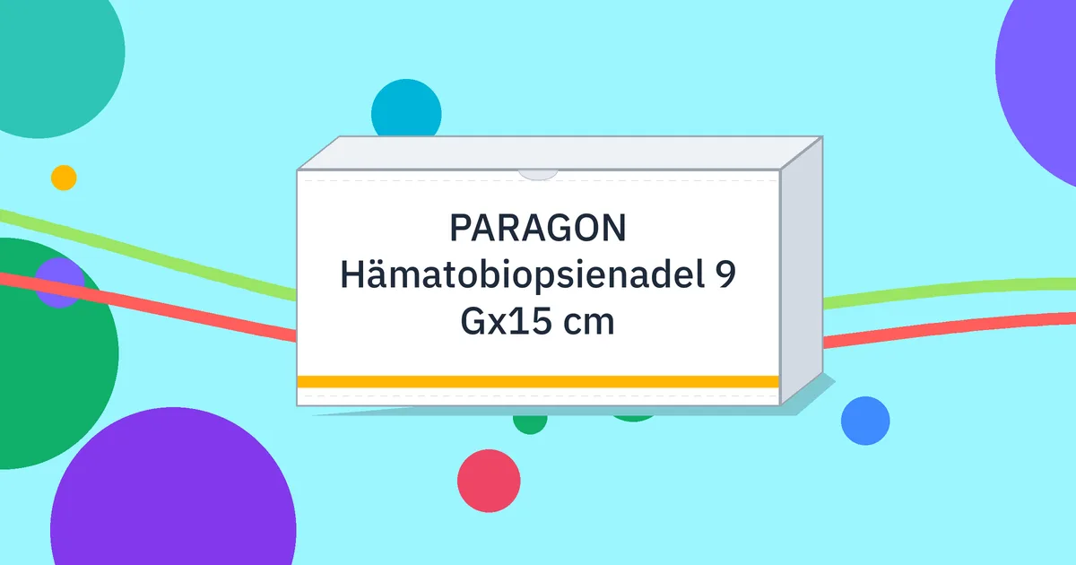 Symbolbild: Packung mit der Aufschrift PARAGON Hämatobiopsienadel 9 Gx15 cm (PZN 00298005) – Verfügbarkeit und Bezug in Apotheken in Frankfurt am Main