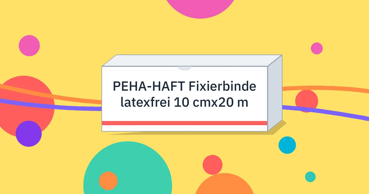 Symbolbild: Packung mit der Aufschrift PEHA-HAFT Fixierbinde latexfrei 10 cmx20 m (PZN 14374402) – Verfügbarkeit und Bezug in Apotheken in Frankfurt am Main