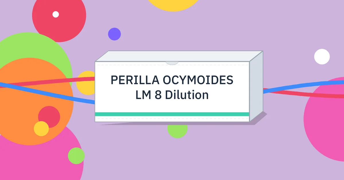 Symbolbild: Packung mit der Aufschrift PERILLA OCYMOIDES LM 8 Dilution (PZN 13635042) – Verfügbarkeit und Bezug in Apotheken in Frankfurt am Main