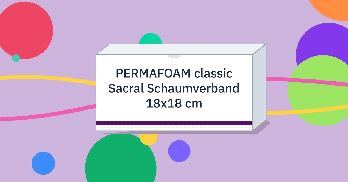 Symbolbild: Packung mit der Aufschrift PERMAFOAM classic Sacral Schaumverband 18x18 cm (PZN 16728979) – Verfügbarkeit und Bezug in Apotheken in Frankfurt am Main