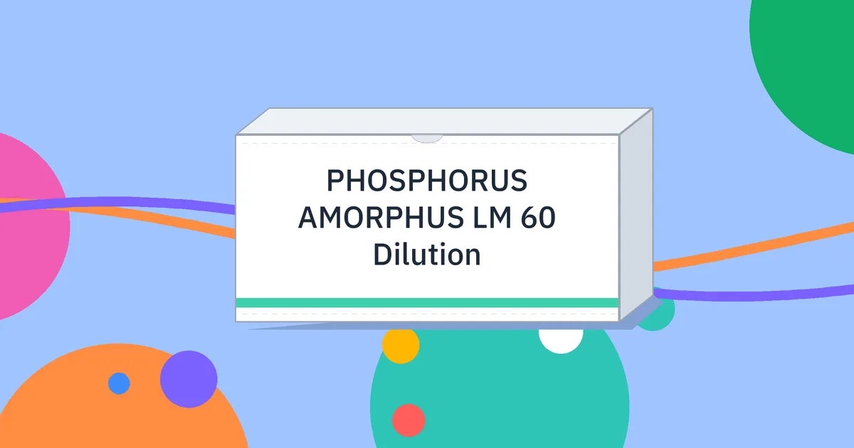 Symbolbild: Packung mit der Aufschrift PHOSPHORUS AMORPHUS LM 60 Dilution (PZN 13034650) – Verfügbarkeit und Bezug in Apotheken in Frankfurt am Main
