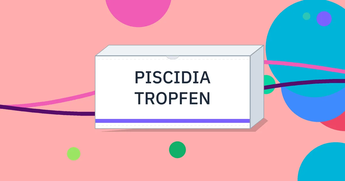 Symbolbild: Packung mit der Aufschrift PISCIDIA TROPFEN (PZN 15231194) – Verfügbarkeit und Bezug in Apotheken in Frankfurt am Main