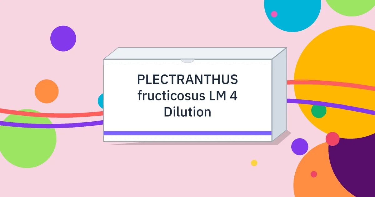 Symbolbild: Packung mit der Aufschrift PLECTRANTHUS fructicosus LM 4 Dilution (PZN 13648429) – Verfügbarkeit und Bezug in Apotheken in Frankfurt am Main